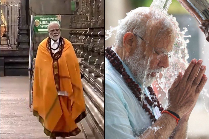 Narendra Modi: PM Modi visits Rameswaram Shiva temple, offers prayers